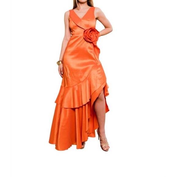 Posh | Dresses | New Posh Rose Gown In Orange | Poshmark